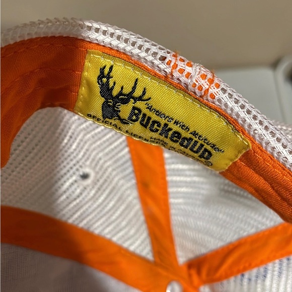 Accessories | Bucked Up Logo Orange Black White Mesh Strapback Hat Cap ...